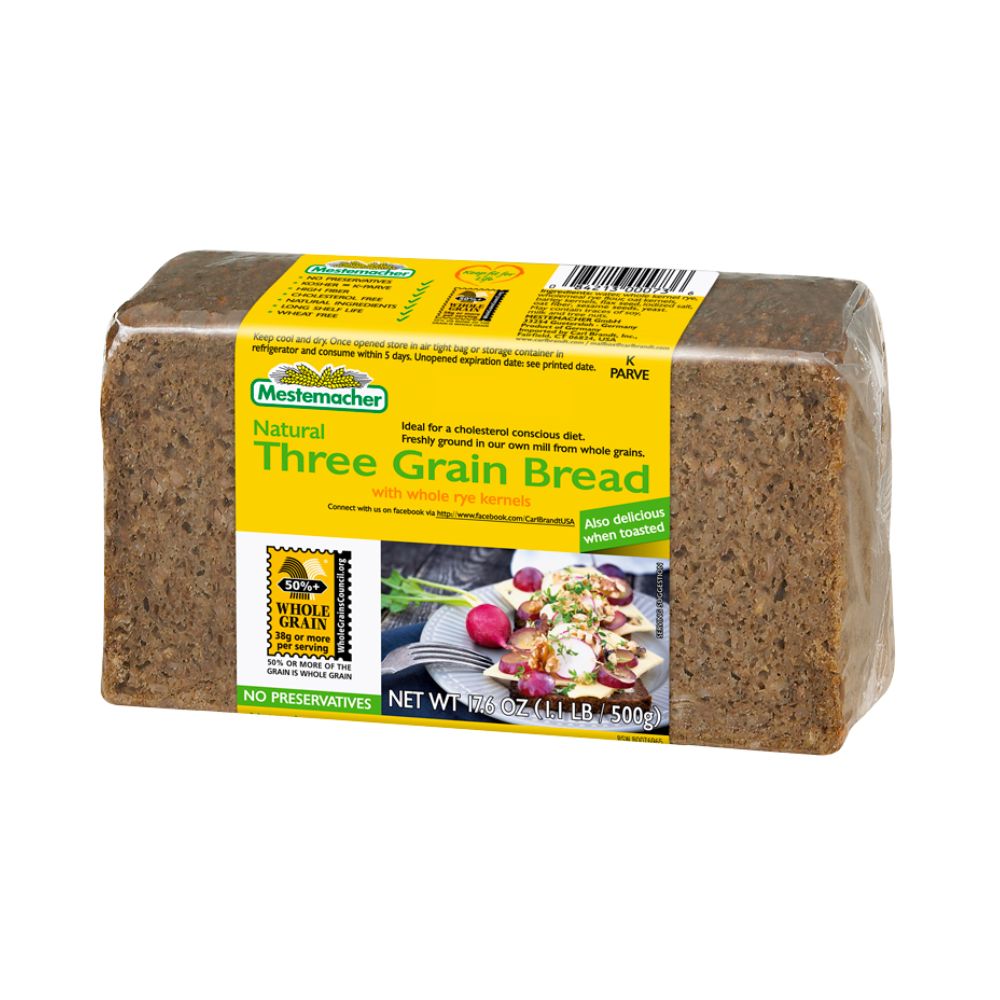 PAN NATURAL THREE GRAIN BREAD 500 GR MESTEMACHER– Super Barú Online