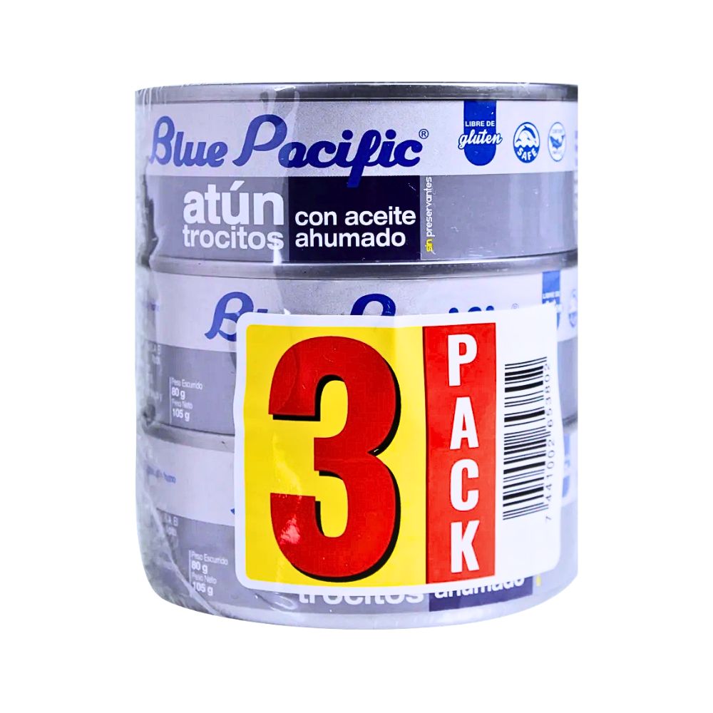 ATUN EN TROCITOS CON ACEITE AHUMADO 3PACK BLUE PACIFIC– Super Barú Online