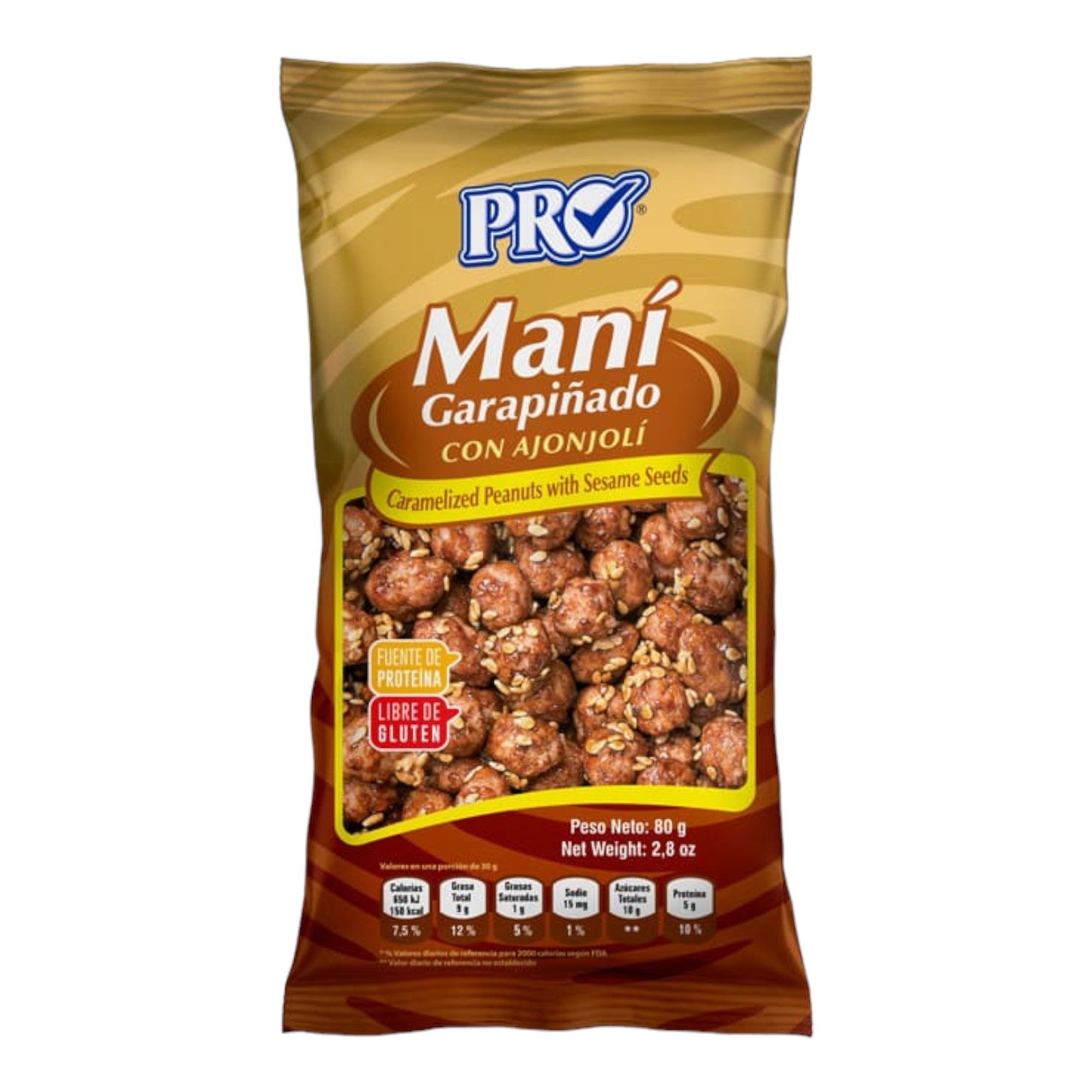 MANI GARAPIÑADO CON AJONJOLI 80 GR PRO SNACKS– Super Barú Online