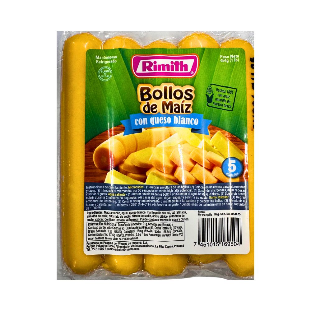 BOLLOS DE MAIZ CON QUESO BLANCO 454 GR RIMITH– Super Barú Online