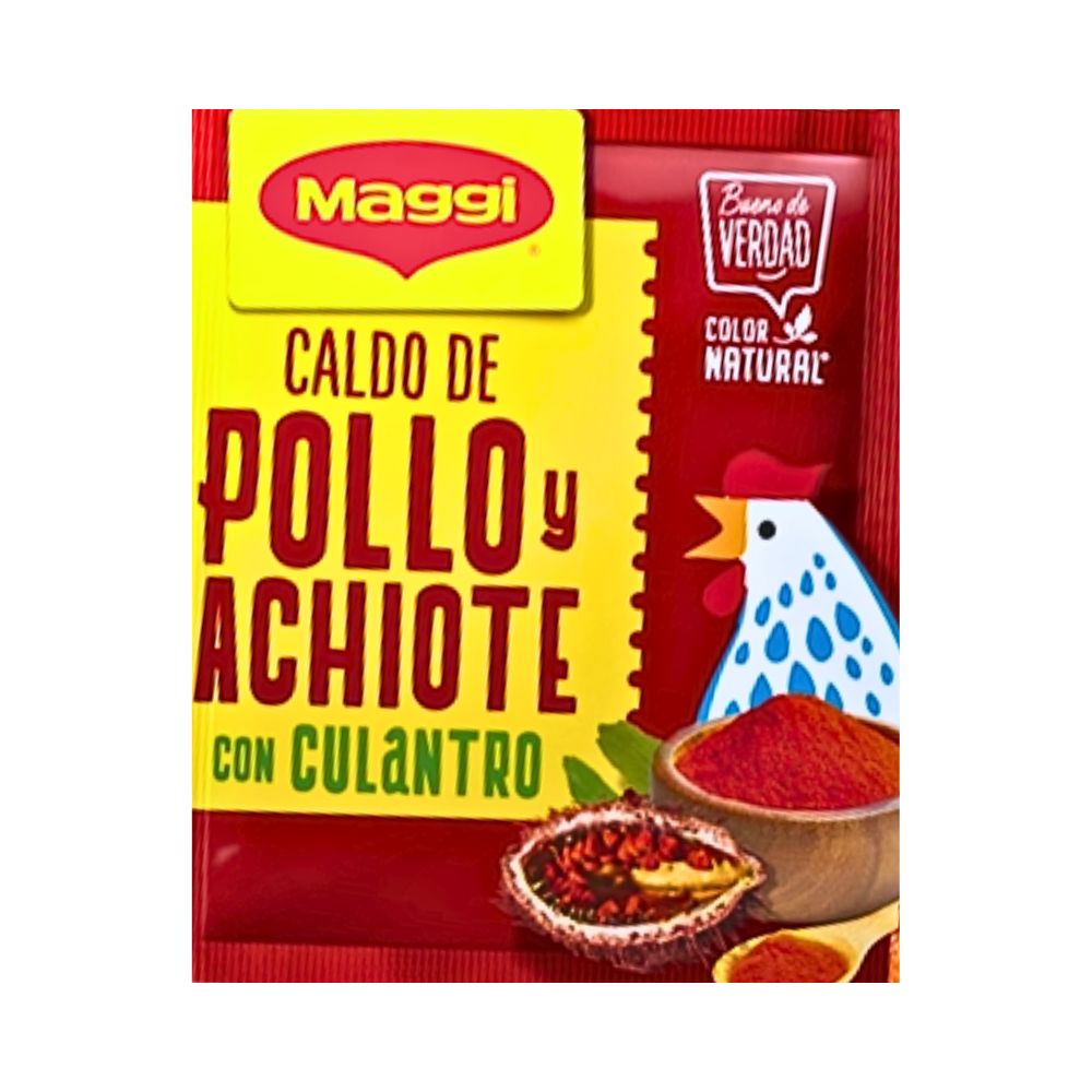 CALDO DE POLLO Y ACHIOTE CON CULANTRO 4 UNI DE 8 GR MAGGI– Super Barú ...